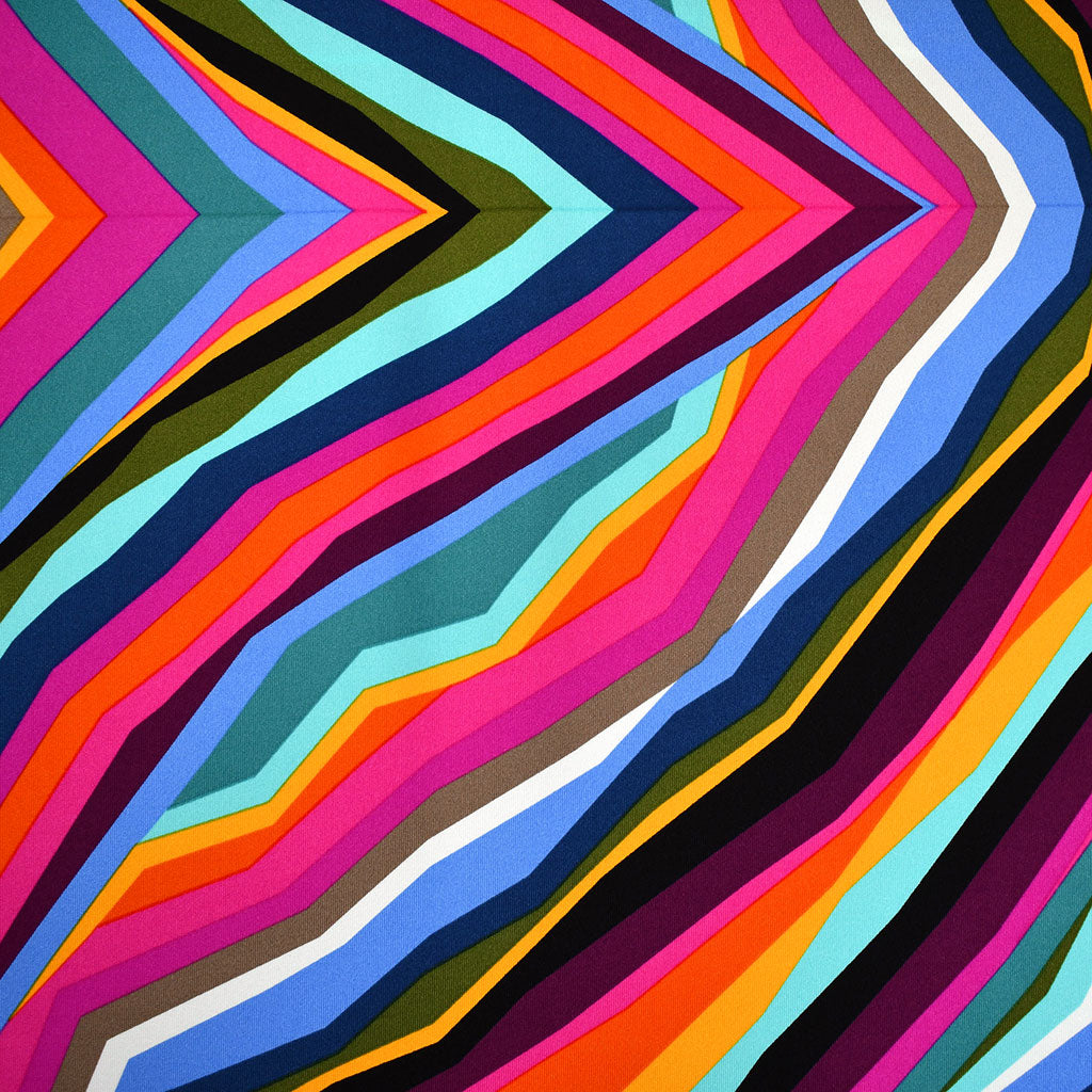 Large Scale Chevron Stripe Print Swimwear Knit Multi Style Maker Fabrics