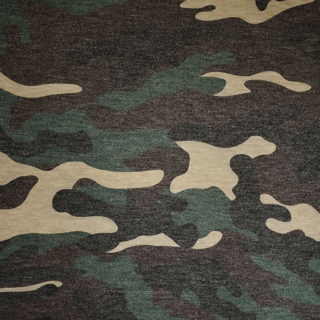 Distressed Camouflage Print Jersey French Terry Green/Brown – Style ...