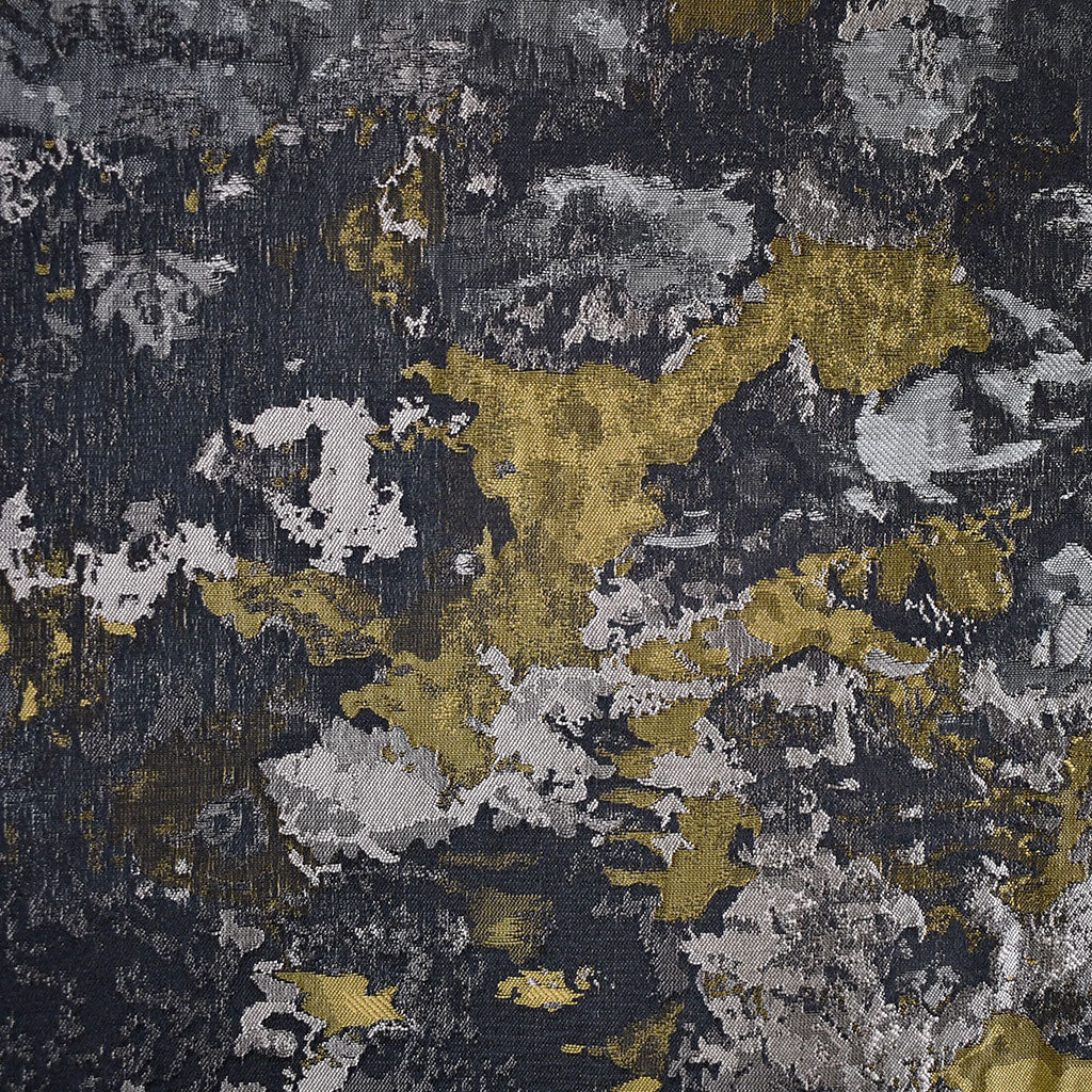 Abstract Mottled Agate Brocade Black/Citron – Style Maker Fabrics