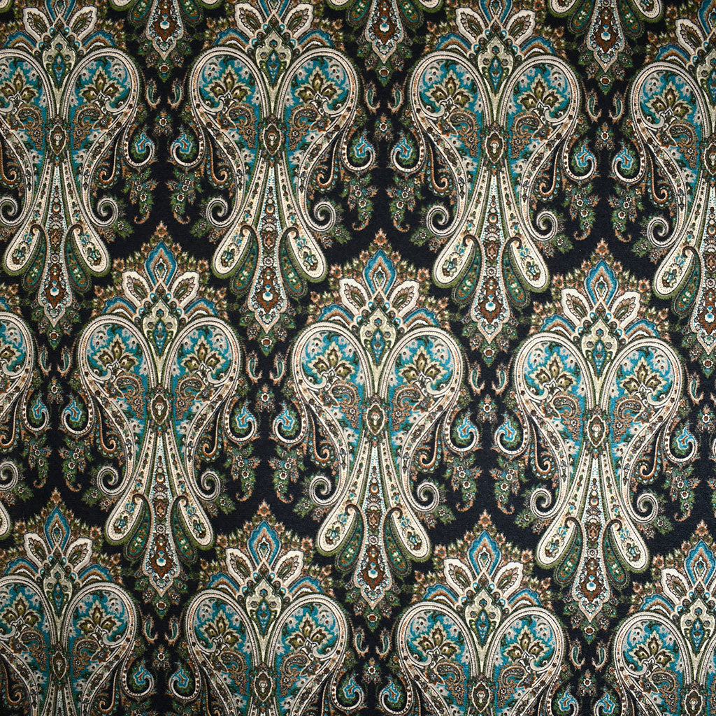 Large Tapestry Paisley Sweater Knit Chocolate/Teal SY – Style Maker Fabrics