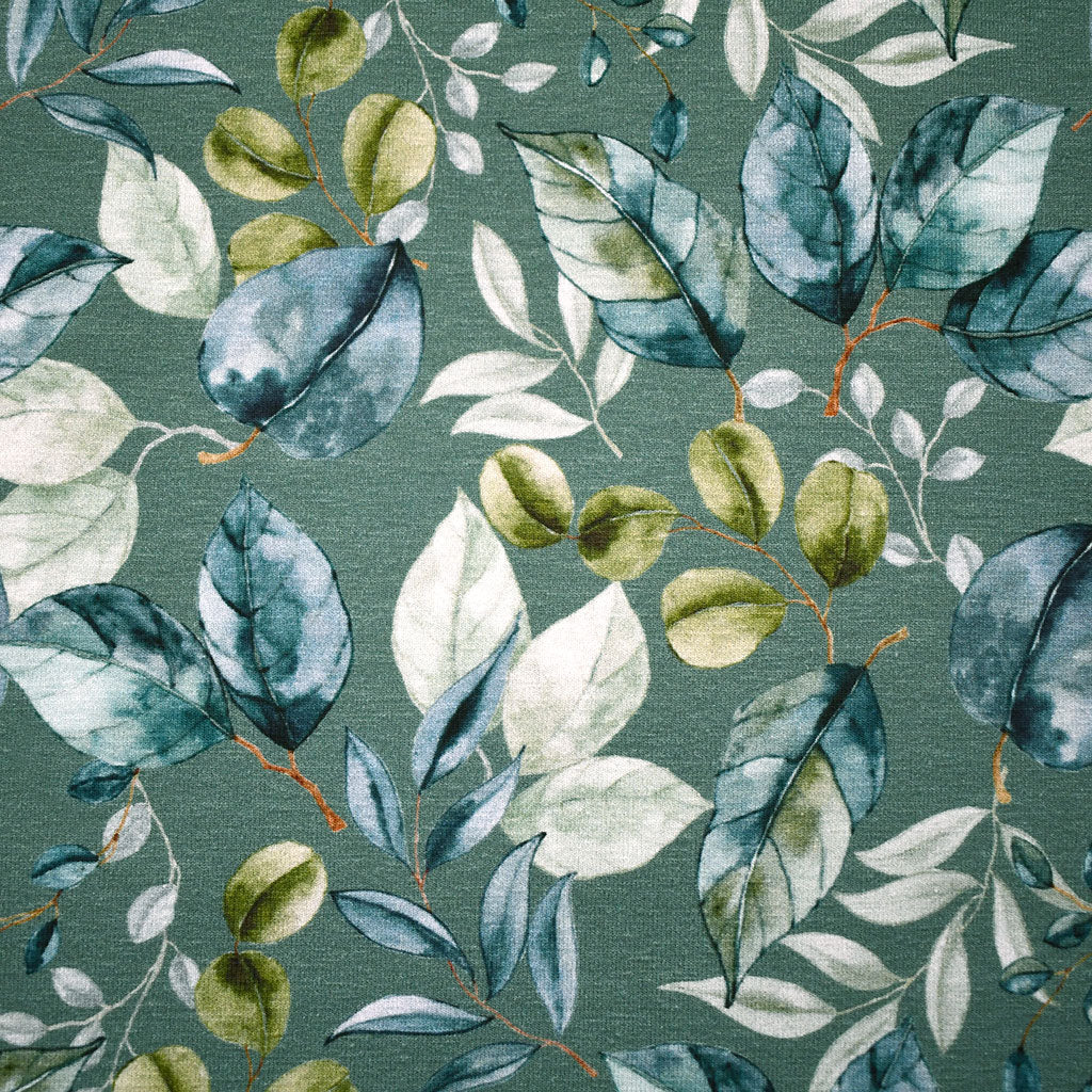 Watercolor Leaves Digital Print Cotton Jersey Knit Sage – Style Maker ...