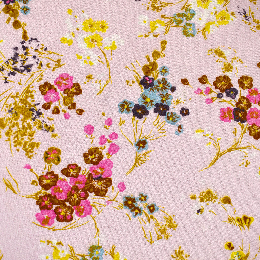 Scrolling Wildflower Print French Terry Blush – Style Maker Fabrics