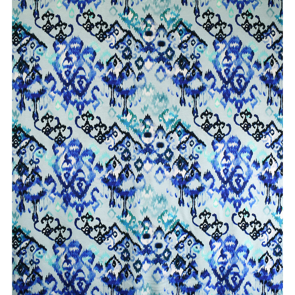 Watercolor Ikat Print Jersey Knit Blue/Aqua – Style Maker Fabrics