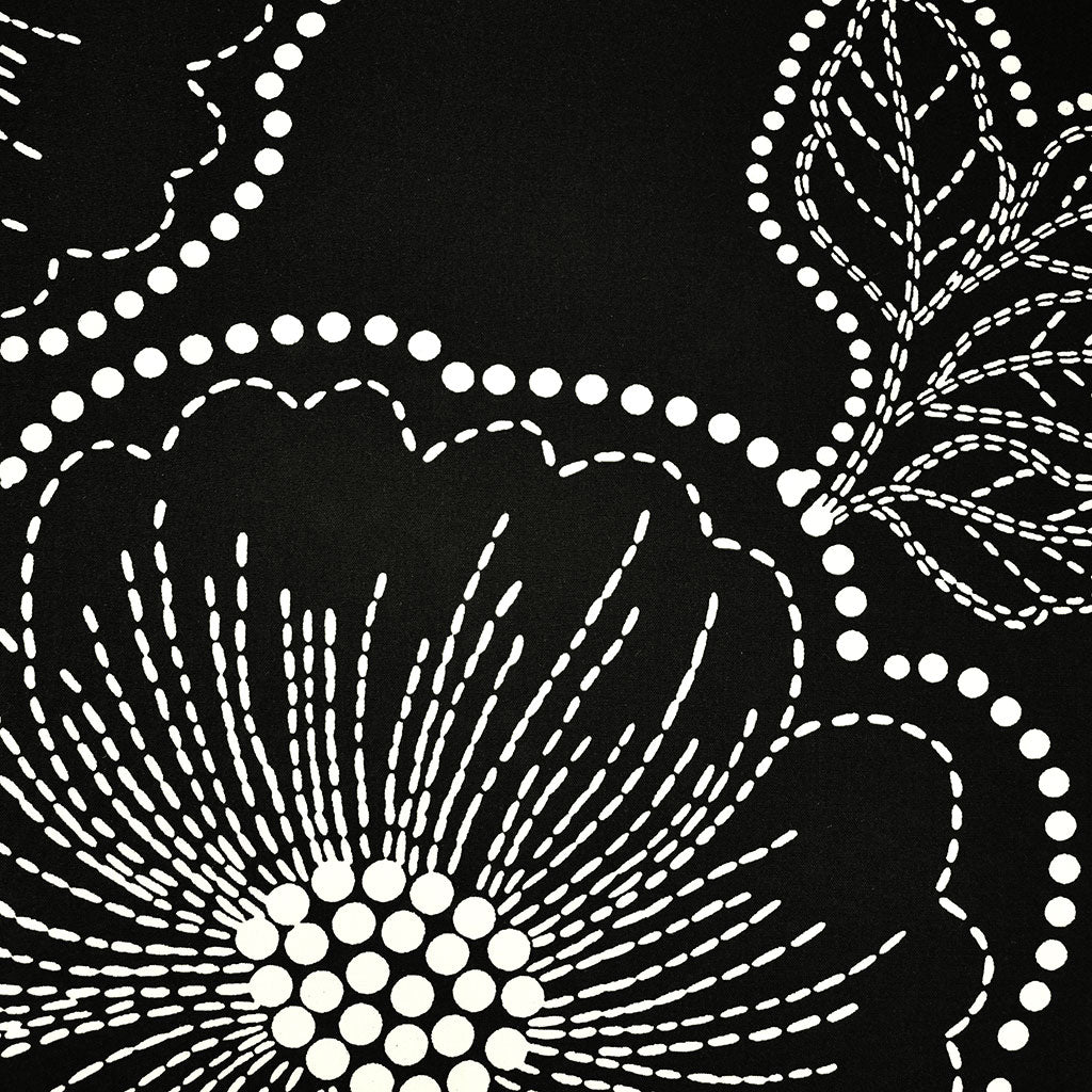 Large Scale Stitch Floral Rayon Poplin Black/Vanilla SY – Style Maker ...