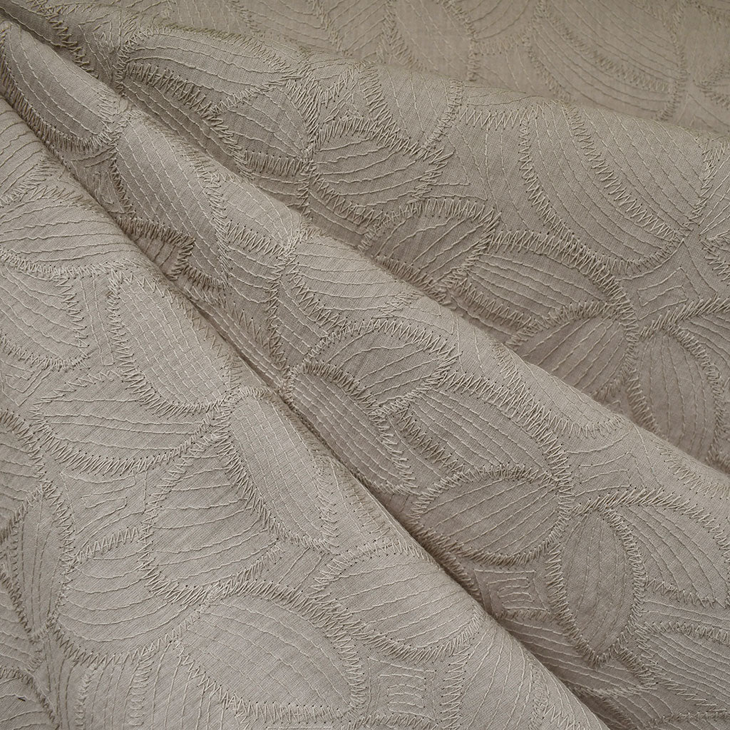 Designer Tonal Leaves Embroidered Cotton Lawn Khaki – Style Maker Fabrics