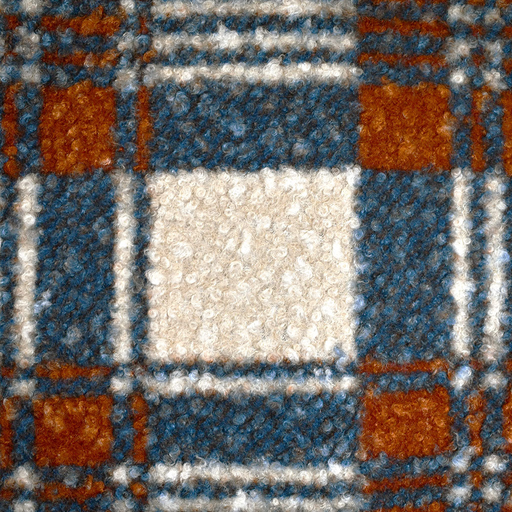 Large Scale Plaid Plush Boucle Fleece Cream/Rust/Denim – Style Maker ...