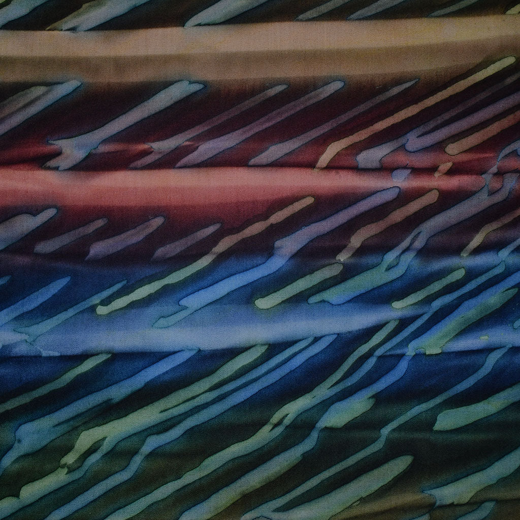 Abstract Stripe Batik Cotton Shirting Forest – Style Maker Fabrics