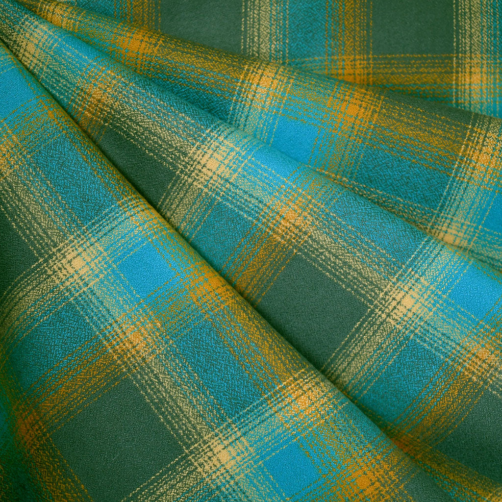 Mammoth Flannel Layered Sketch Plaid Turquoise/Mustard – Style Maker ...