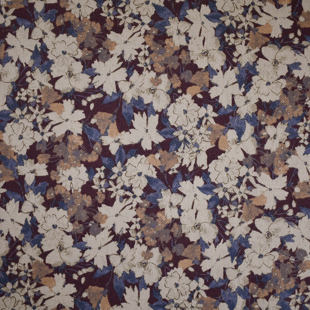 Japanese Layered Floral Collage Viella Twill Shirting Plum/Peach ...