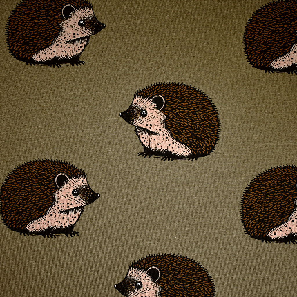 See You at Six Hedgehog French Terry Beech Green – Style Maker Fabrics
