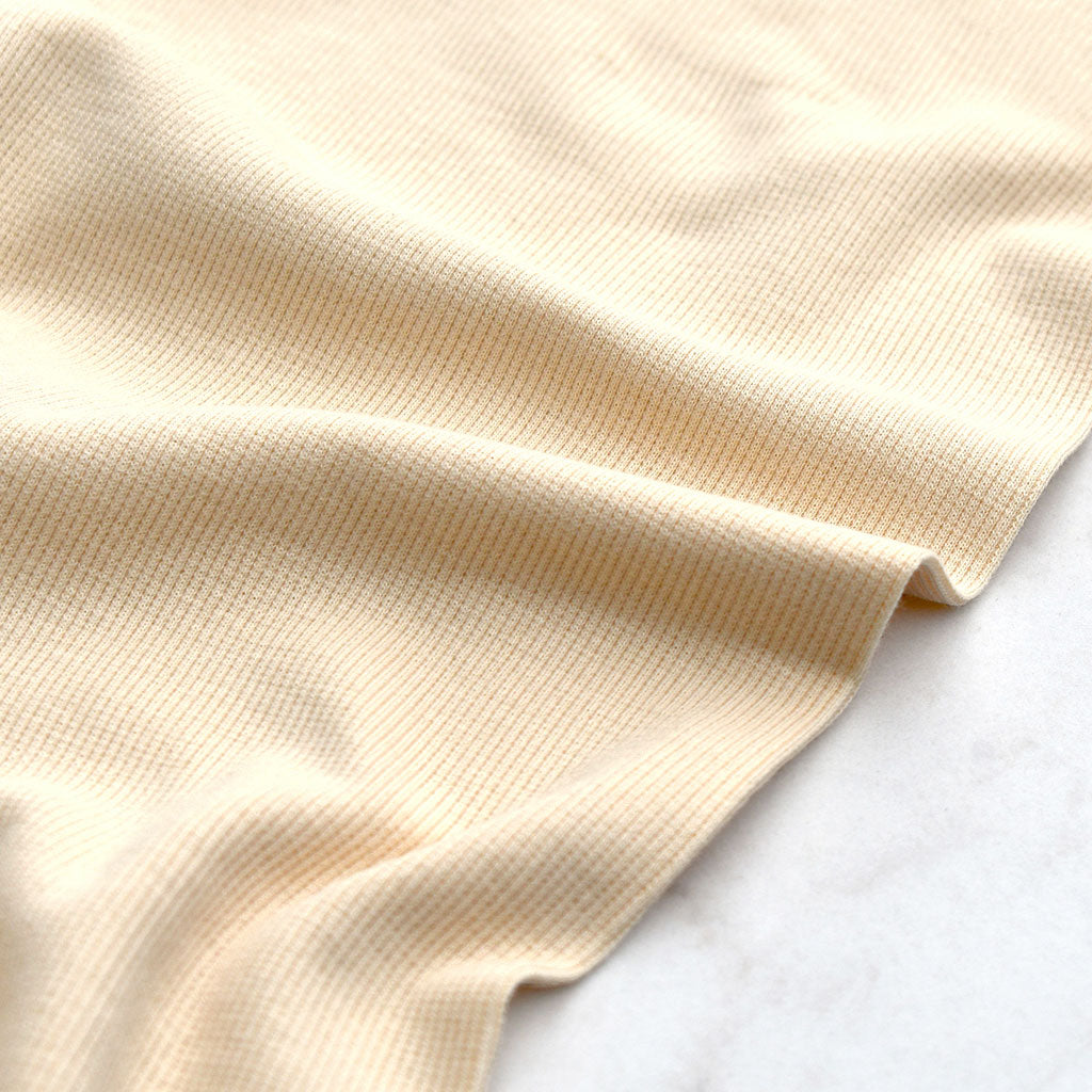 See You at Six Solid Cotton Ribbing Beige – Style Maker Fabrics