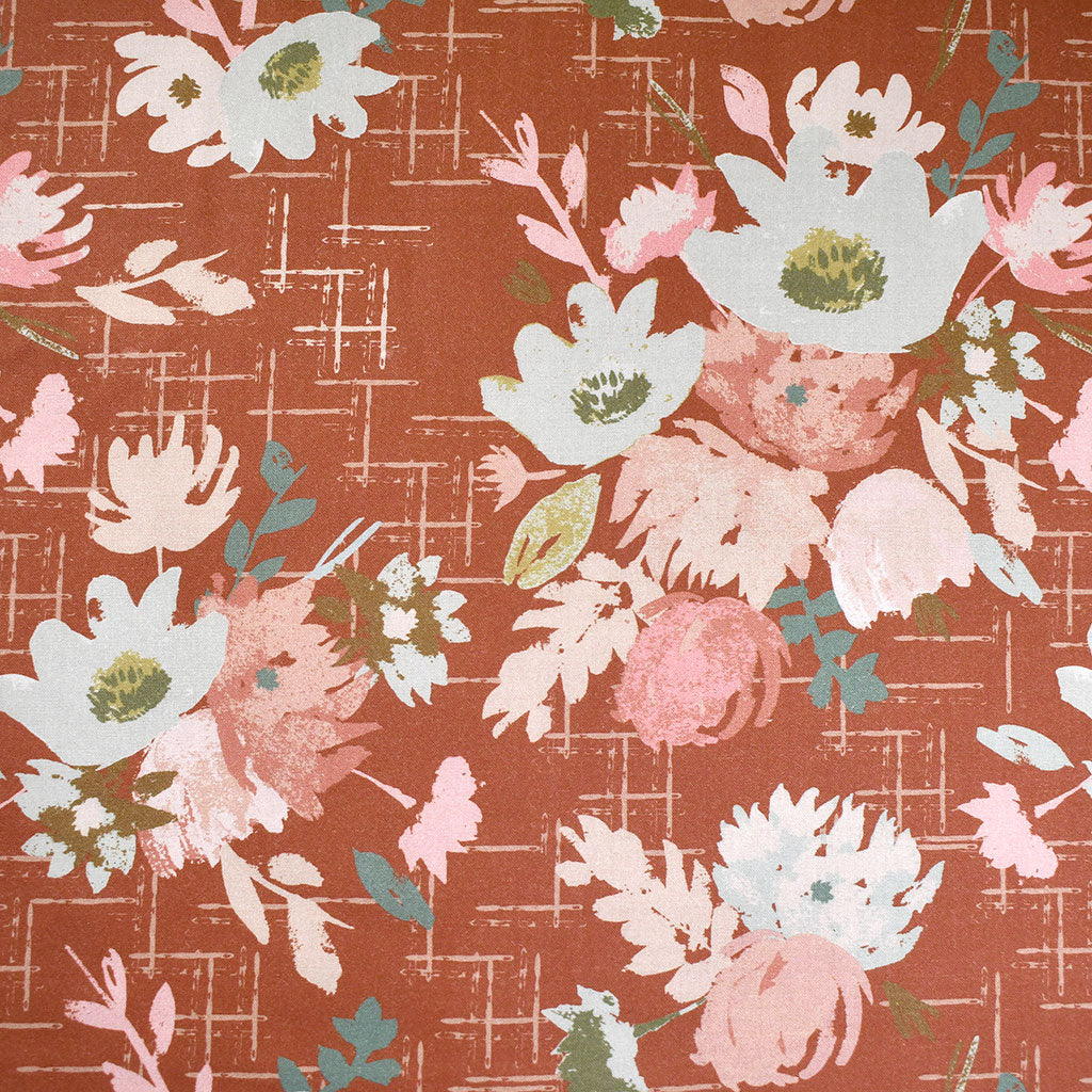 Blossom Artistic Spring Bouquets Digital Print Cotton Rust – Style ...