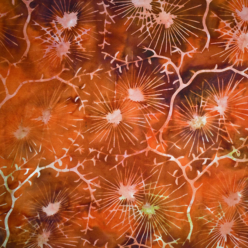 Layered Burst Floral Exclusive Rayon Batik Rust – Style Maker Fabrics