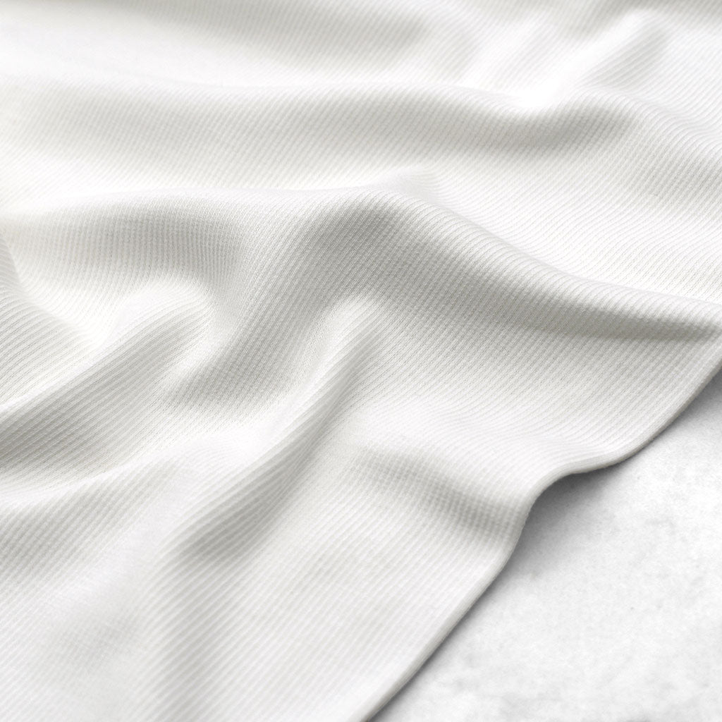 See You at Six Solid Cotton Ribbing Off White SY – Style Maker Fabrics