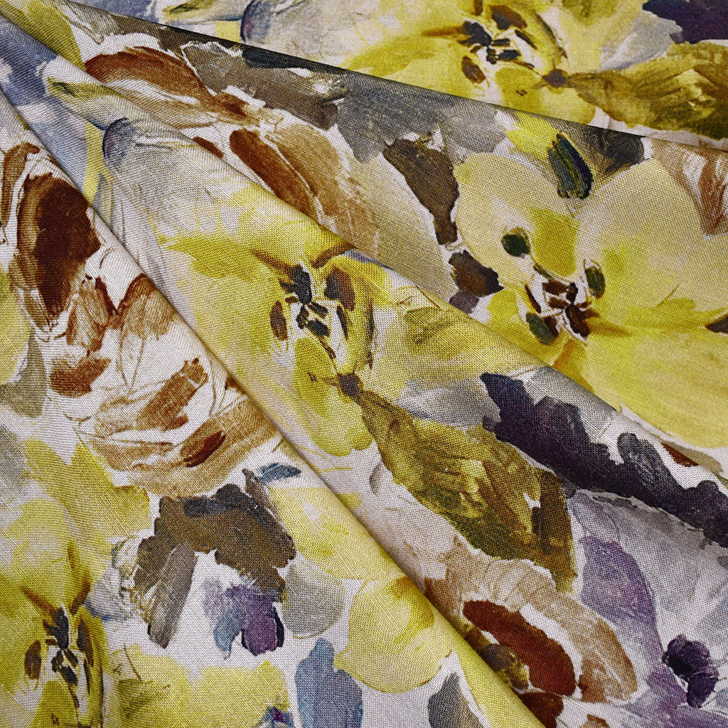 Painterly Garden Floral Linen Blend Natural/Citron – Style Maker Fabrics