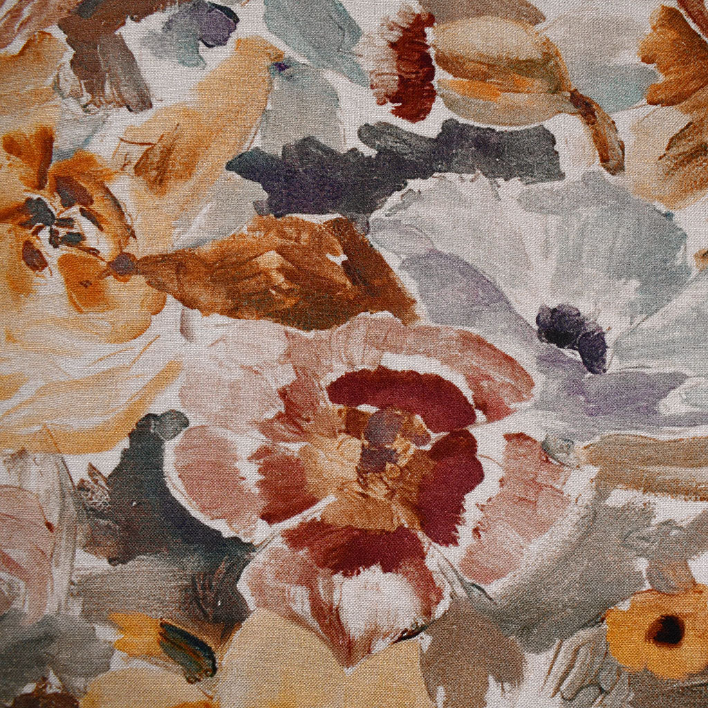 Painterly Garden Floral Linen Blend Natural/Rust – Style Maker Fabrics