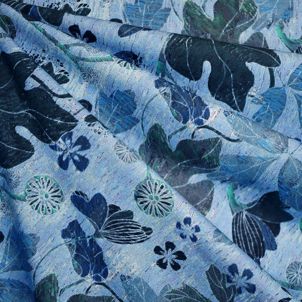 Tonal Leaf Floral Cotton Jersey Knit Blue – Style Maker Fabrics