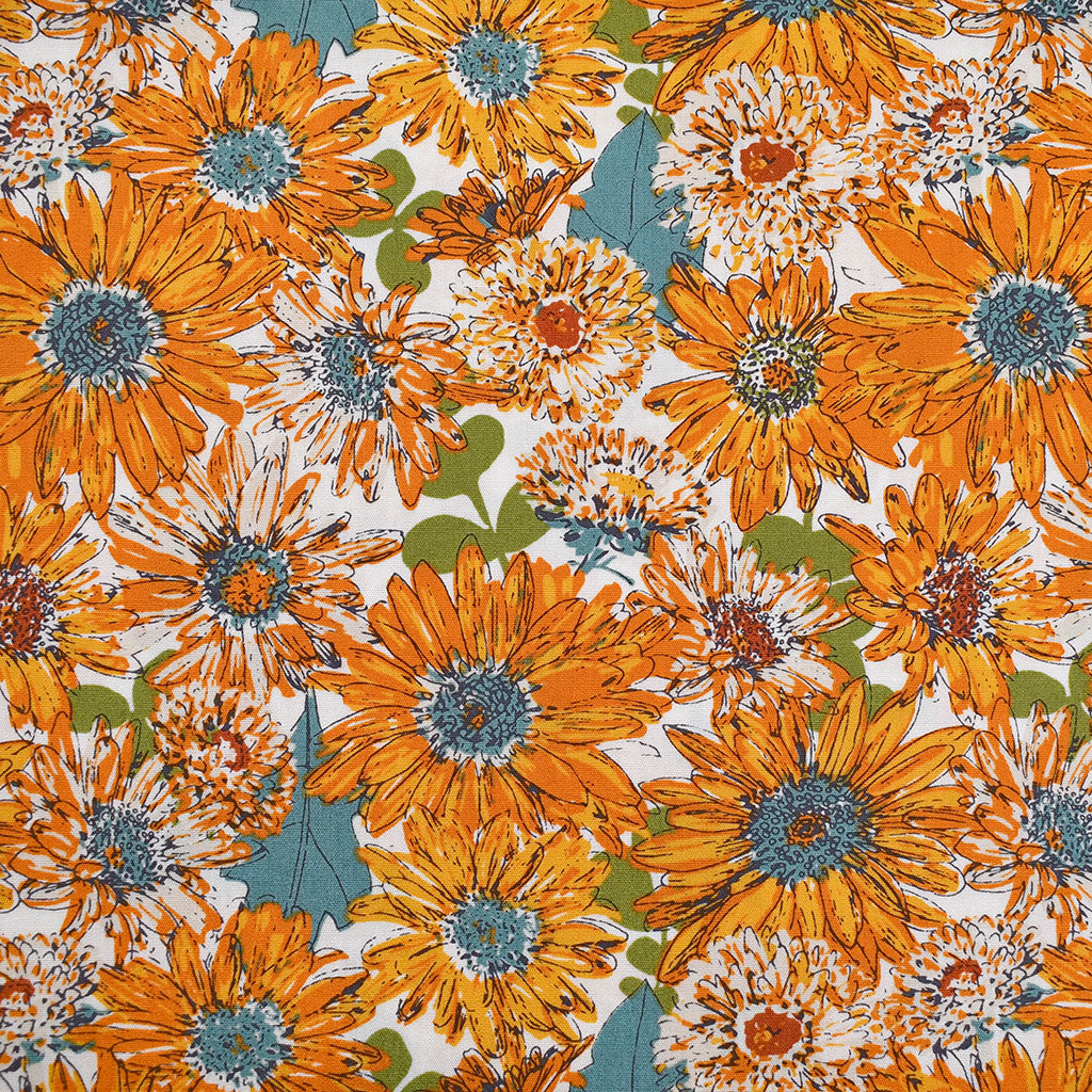 Heirloom Chasing Daisies Floral Premium Cotton Tangerine – Style Maker ...