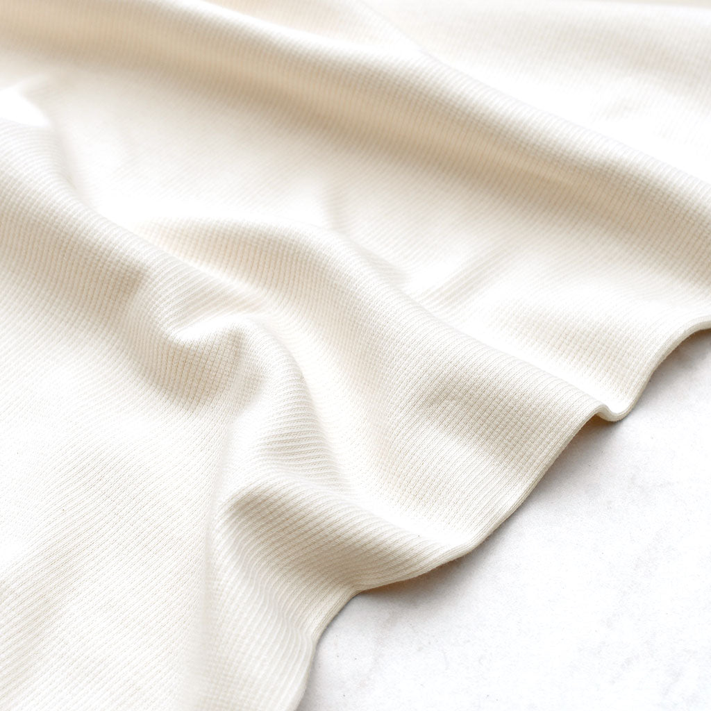 See You at Six Solid Cotton Ribbing Cloud White – Style Maker Fabrics