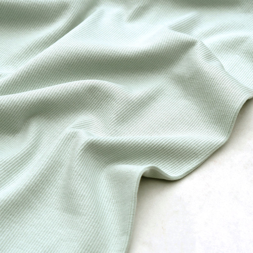 See You at Six Solid Cotton Ribbing Misty Green – Style Maker Fabrics