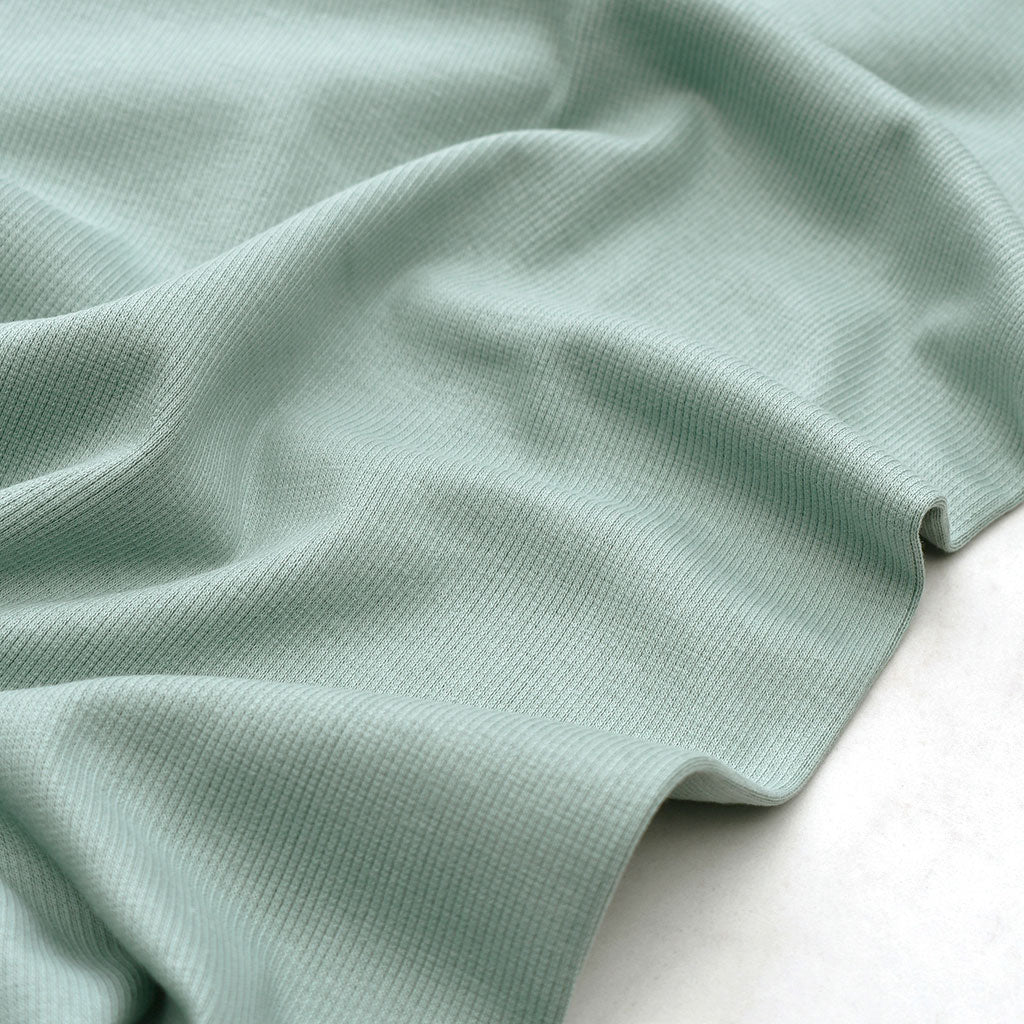 See You at Six Solid Cotton Ribbing Green Surf – Style Maker Fabrics