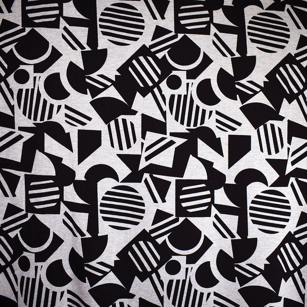 Graphic Geometric Soft Double Knit Black/Silver Grey – Style Maker Fabrics
