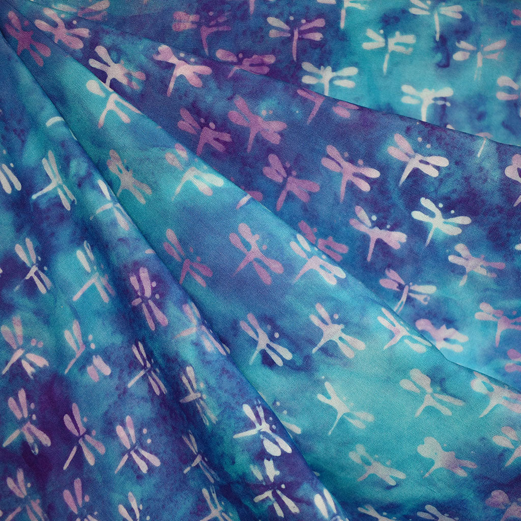 Stamped Dragonflies Exclusive Rayon Batik Turquoise/Blue – Style Maker ...