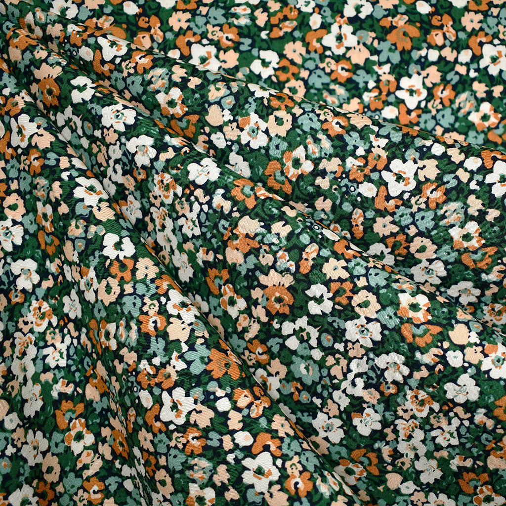 Packed Ditsy Floral Rayon Challis Hunter/Aqua – Style Maker Fabrics