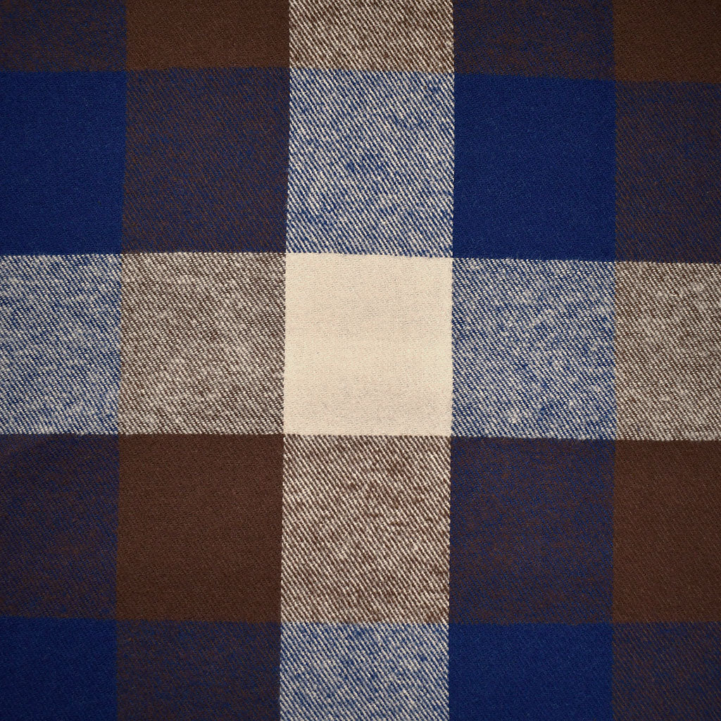 Large Check Plaid Flannel Twill Shirting Espresso/Sapphire – Style ...