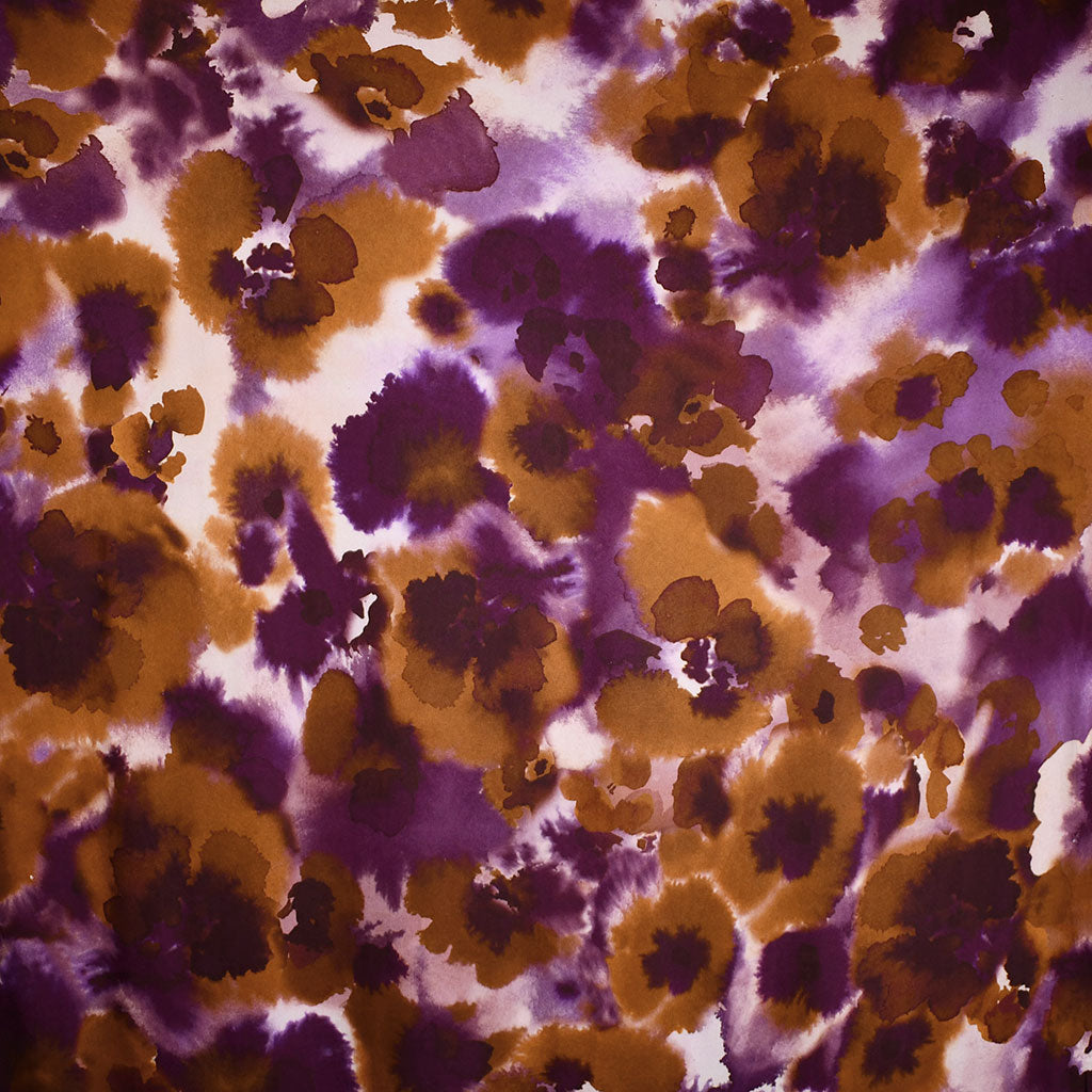 Mottled Watercolor Floral Silky Rayon Sateen Plum/Cinnamon – Style ...