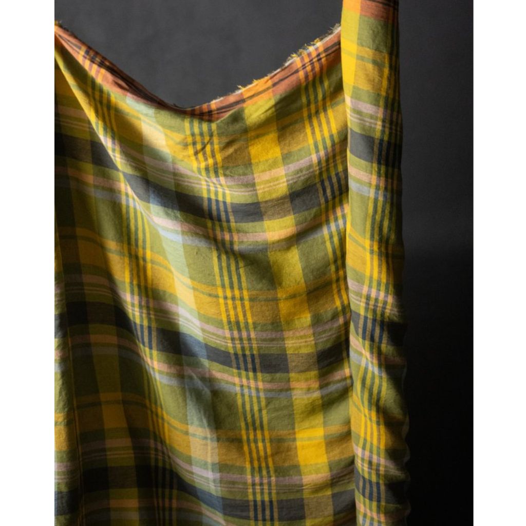 Merchant & Mills Pablo Green Large Plaid Soft Washed Linen Citron ...
