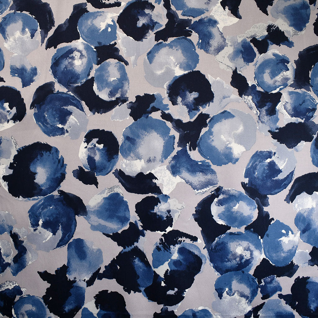 Painterly Abstract Shapes Stretch Sateen Grey/Navy – Style Maker Fabrics
