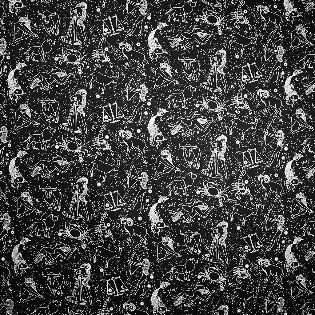 Zodiac Signs Stretch Cotton Shirting Black/White – Style Maker Fabrics