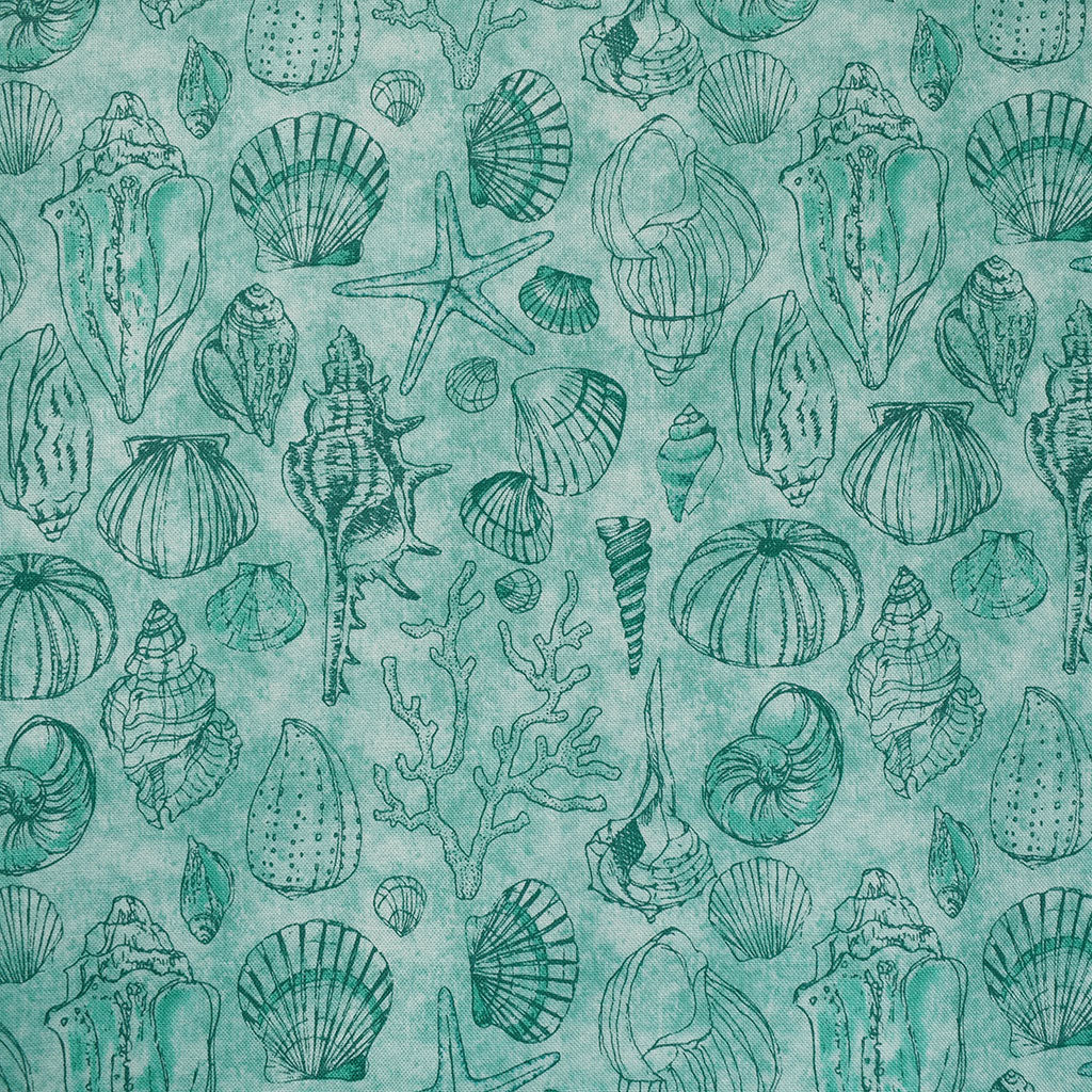 Serena Shores Tonal Sketchy Shells Cotton Aqua – Style Maker Fabrics