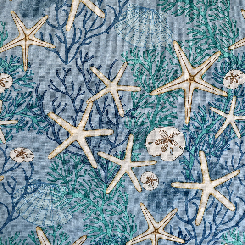 Serena Shores Beachcomber Collage Cotton Breeze Blue – Style Maker Fabrics