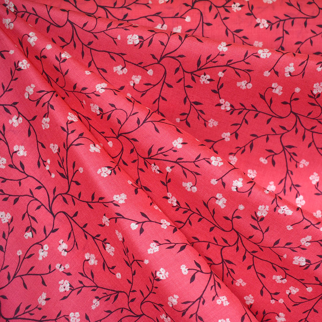Plentiful Dancing Florets Vine Floral Rayon Rouge Pink SY – Style Maker ...