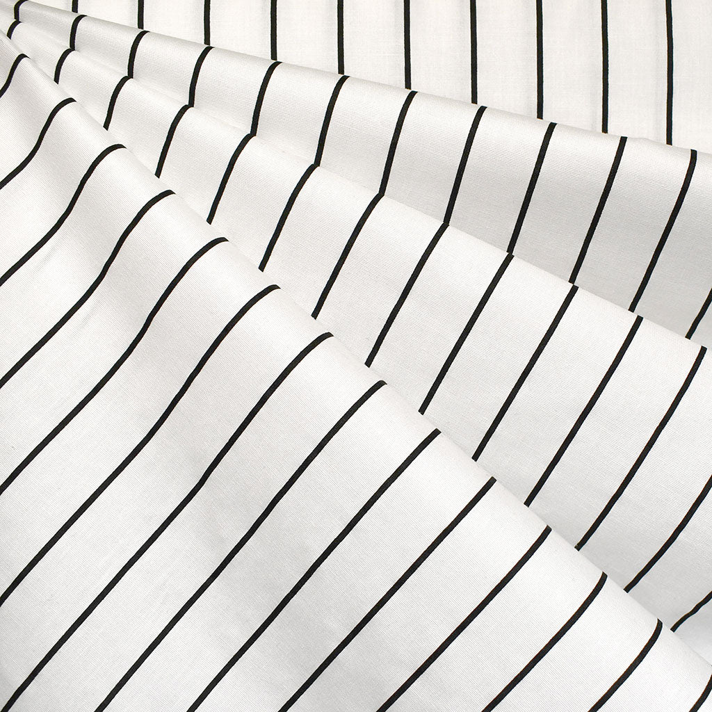 Wide Pin Stripe Stretch Cotton Shirting Vanilla/Black – Style Maker Fabrics