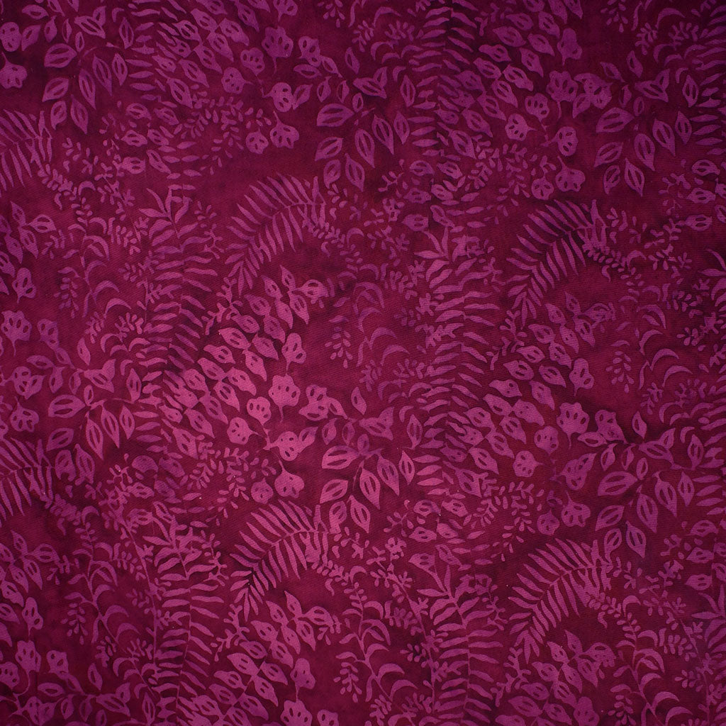 Tonal Leafy Stems Exclusive Rayon Batik Raspberry – Style Maker Fabrics
