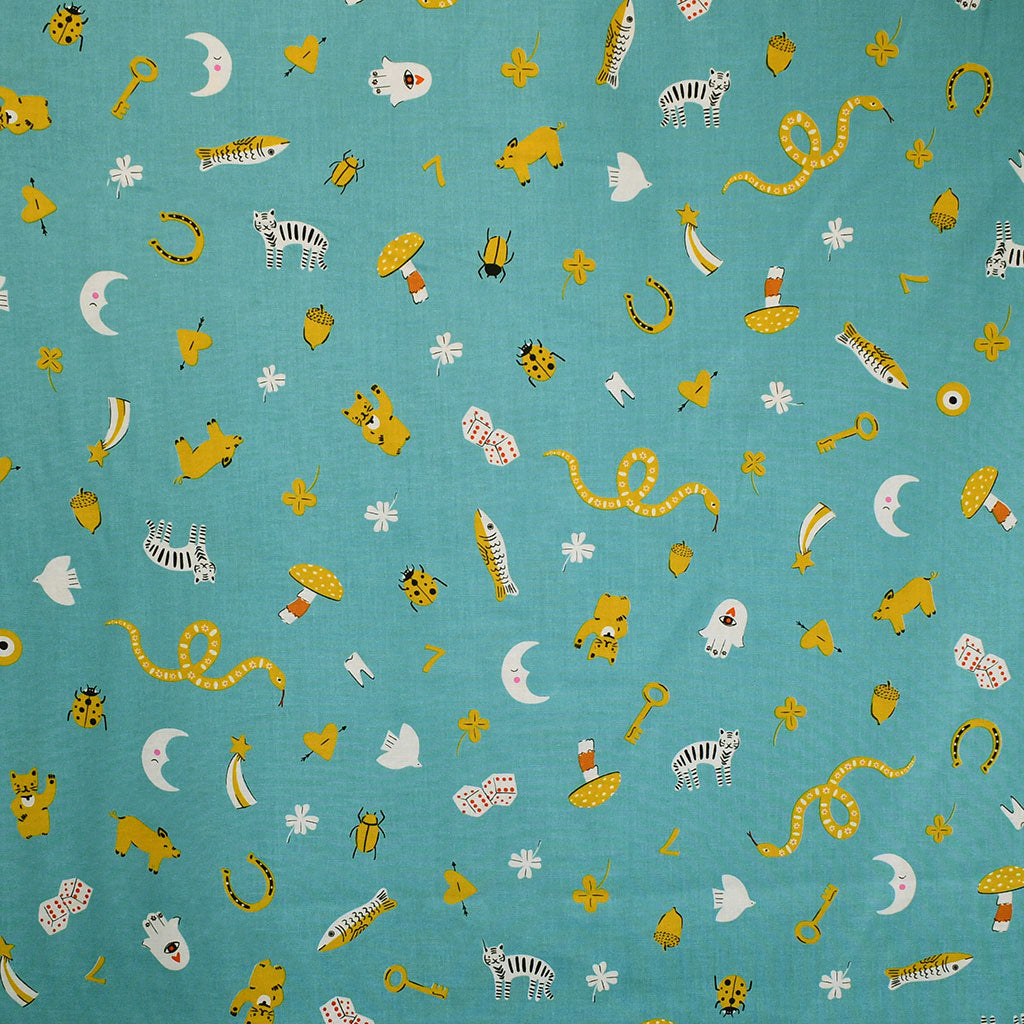 Ohh Lucky Lucky Good Luck Charms Premium Cotton Turquoise – Style Maker ...