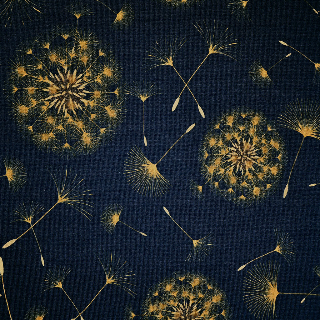 Dandelion Burst Floral Cotton Jersey Knit Midnight/Mustard – Style ...