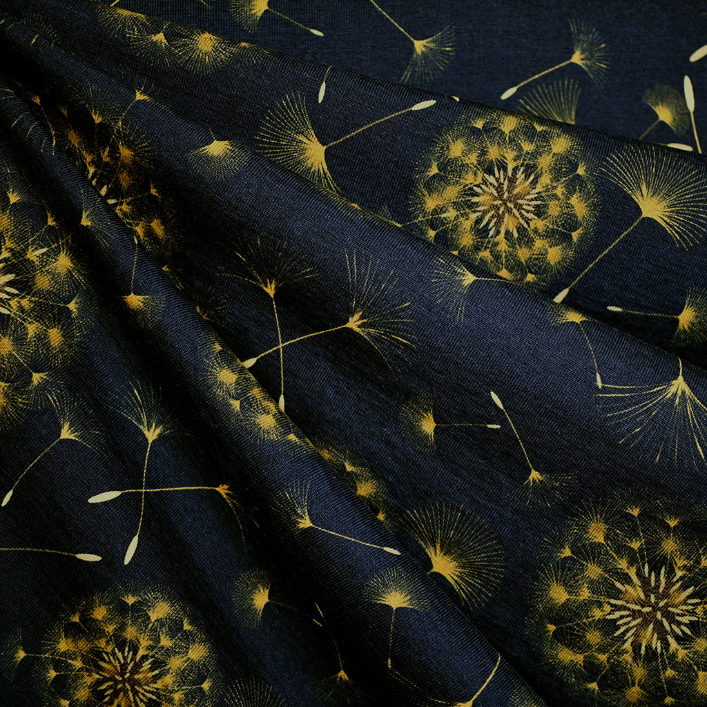 Dandelion Burst Floral Cotton Jersey Knit Midnight/Mustard – Style ...
