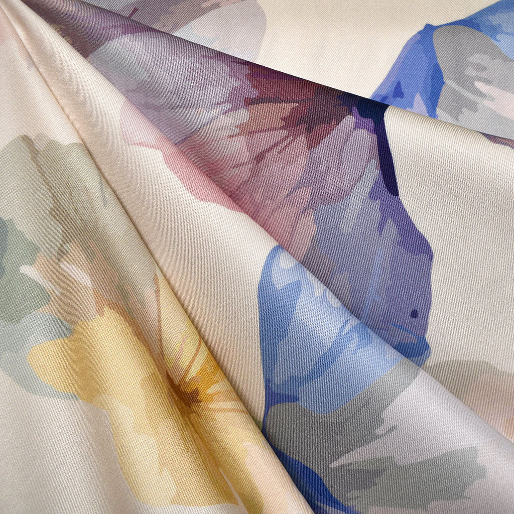 Large Scale Painterly Floral Rayon Twill Shirting Cream/Multi SY ...