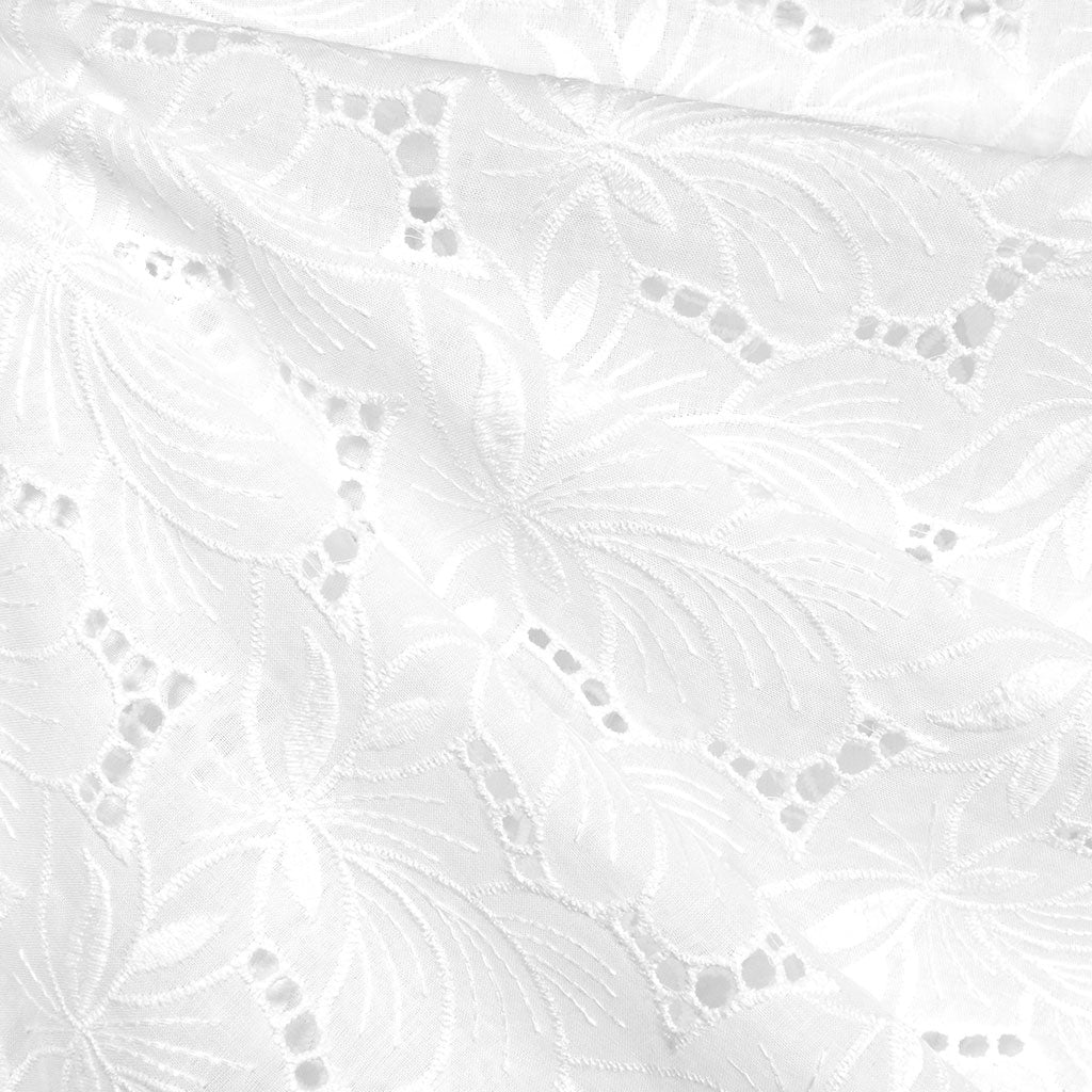 Interlocking Floral Embroidered Eyelet Cotton Voile White – Style Maker ...