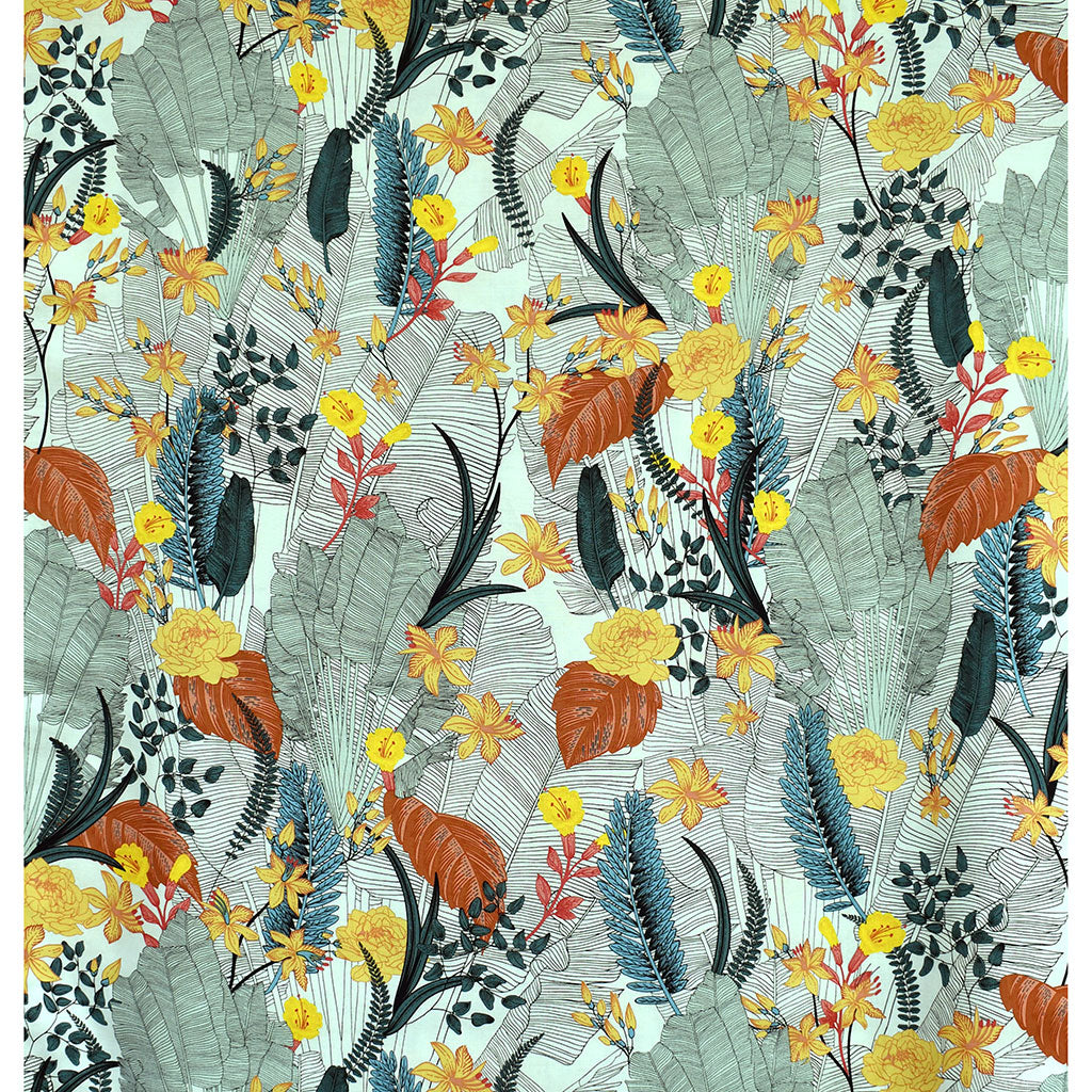See You at Six Tropic Flowers Rayon Mint SY – Style Maker Fabrics