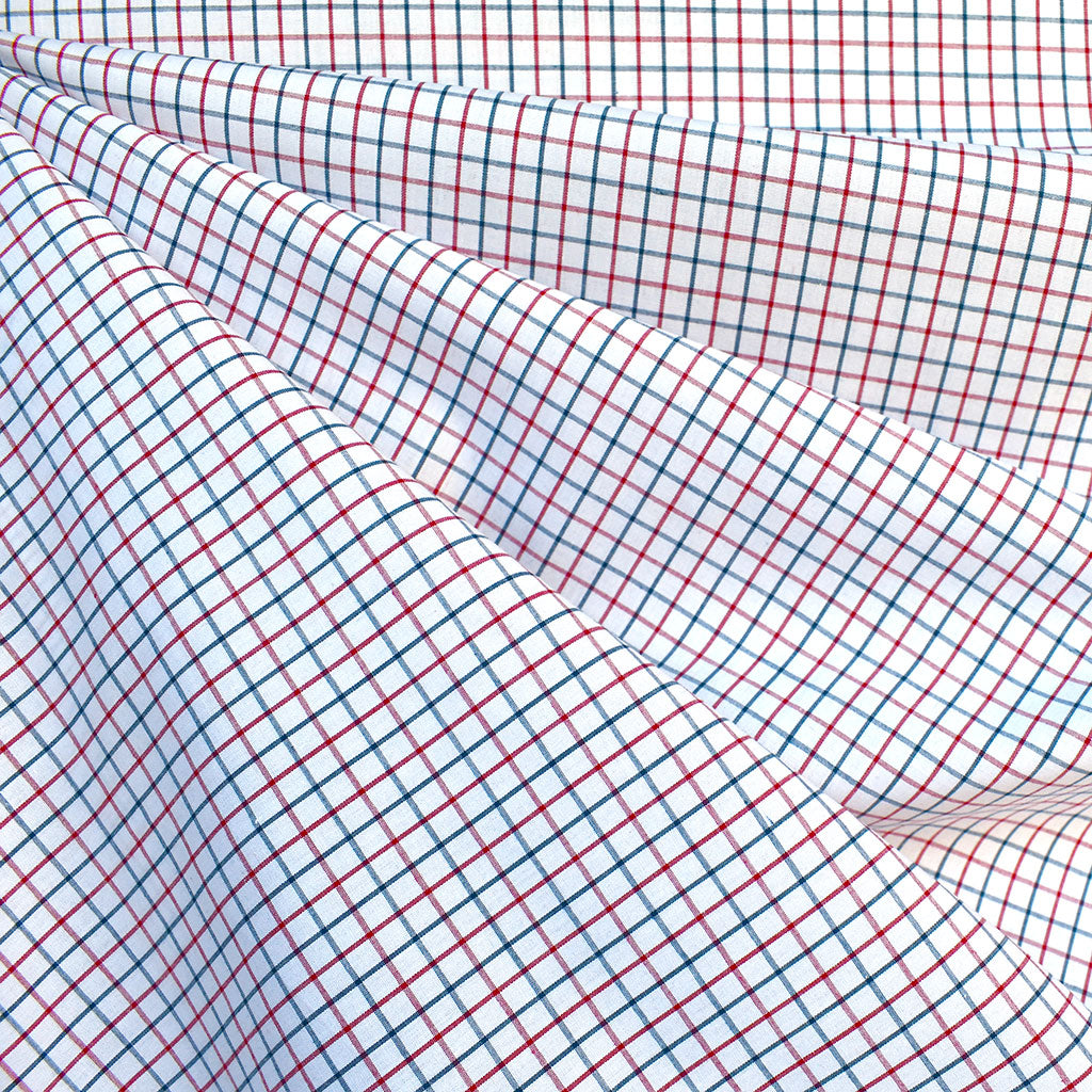Americana Mini Check Cotton Shirting Red/Navy – Style Maker Fabrics