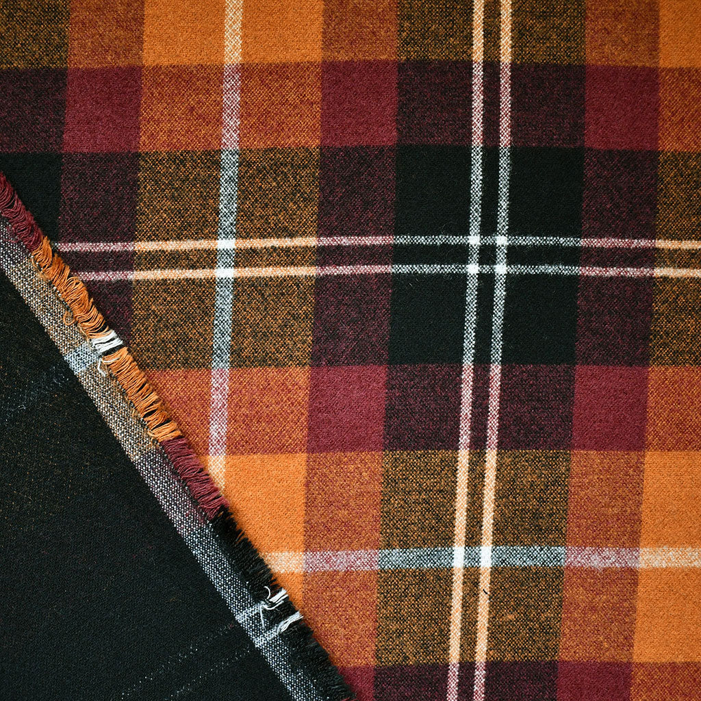 Soft Plush Reversible Fall Plaid Coating Cranberry/Pumpkin – Style ...