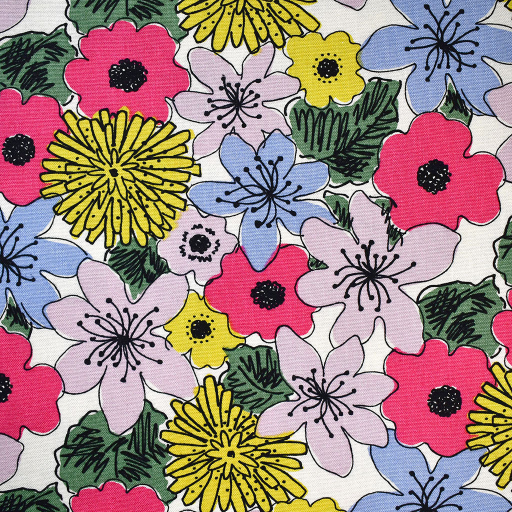 Japanese Layered Sketchy Floral Canvas Fuchsia/Lavender – Style Maker ...