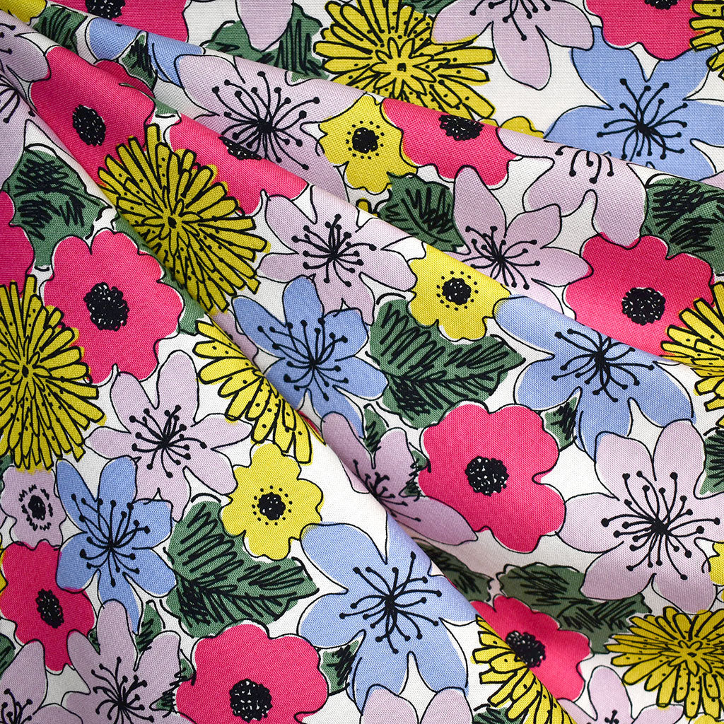 Japanese Layered Sketchy Floral Canvas Fuchsia/Lavender – Style Maker ...