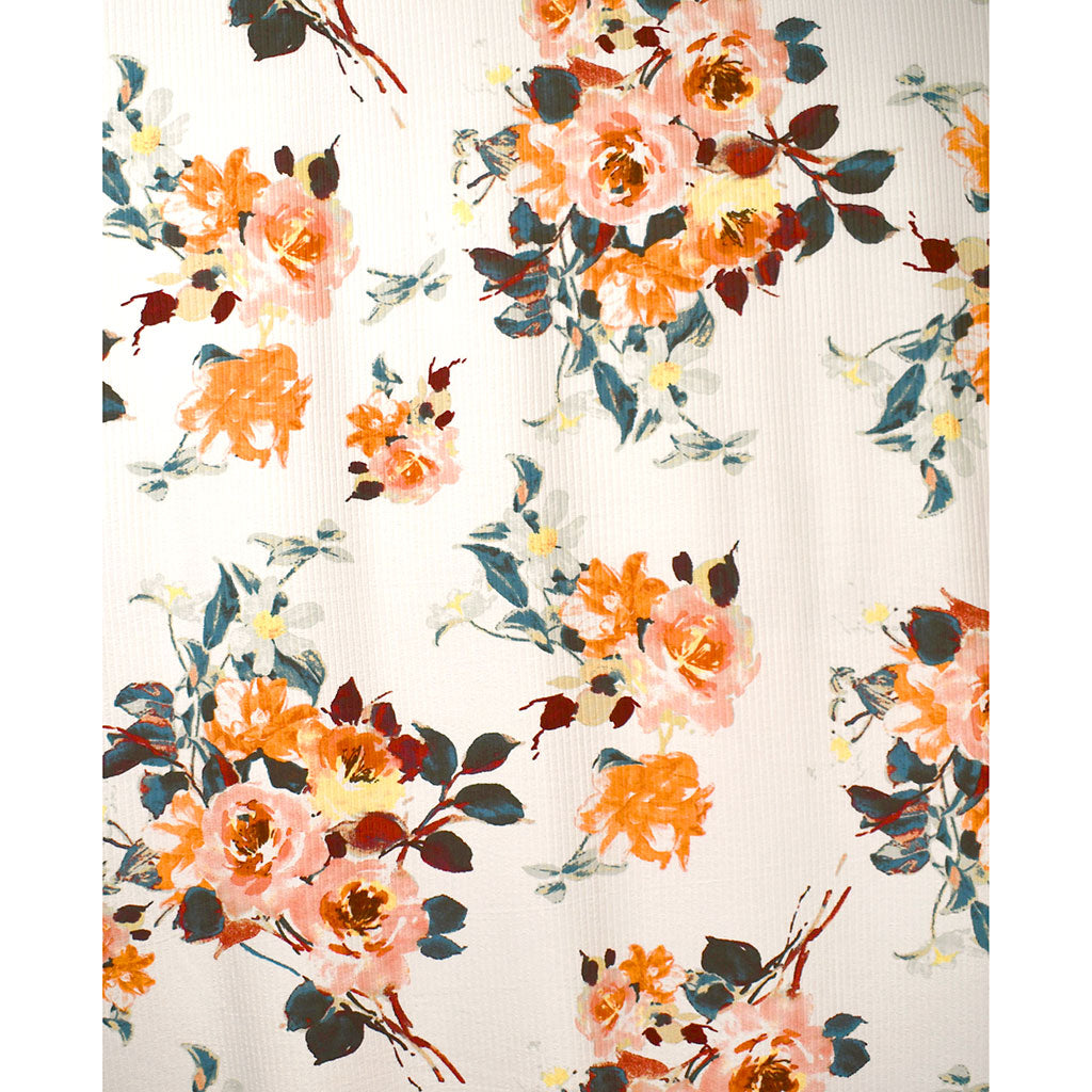 Painterly Floral Print Wide Rib Sweater Knit Vanilla/Peach SY – Style ...